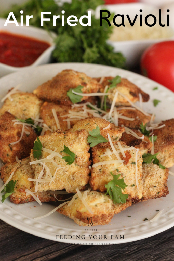Crispy Air Fried Ravioli Cooked in the Air Fryer - Feeding Your Fam