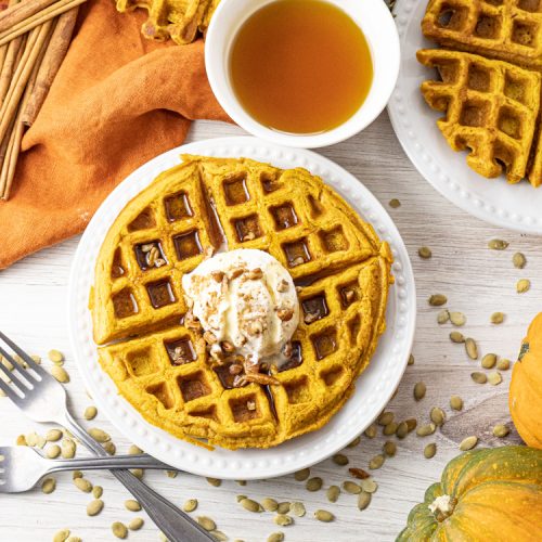 Easy Pumpkin Waffles - Feeding Your Fam
