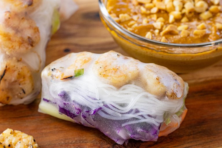 Fresh Spring Rolls with Peanut Dipping Sauce - Feeding Your Fam