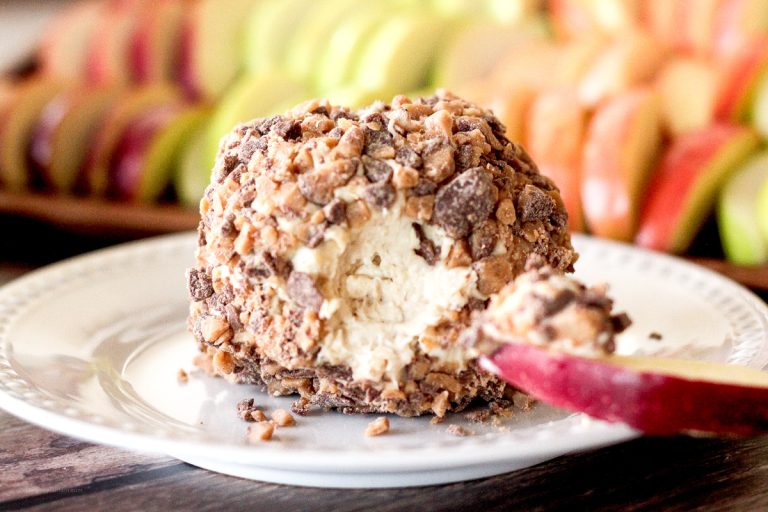 Simple Caramel Apple Cheese Ball - Feeding Your Fam