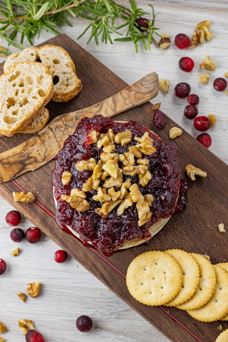 Baked Brie with Cranberries and Walnuts - Feeding Your Fam