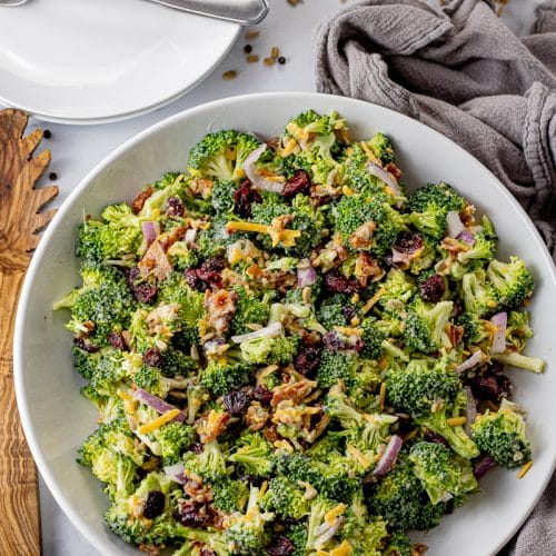 Easy Loaded Broccoli Salad - Feeding Your Fam