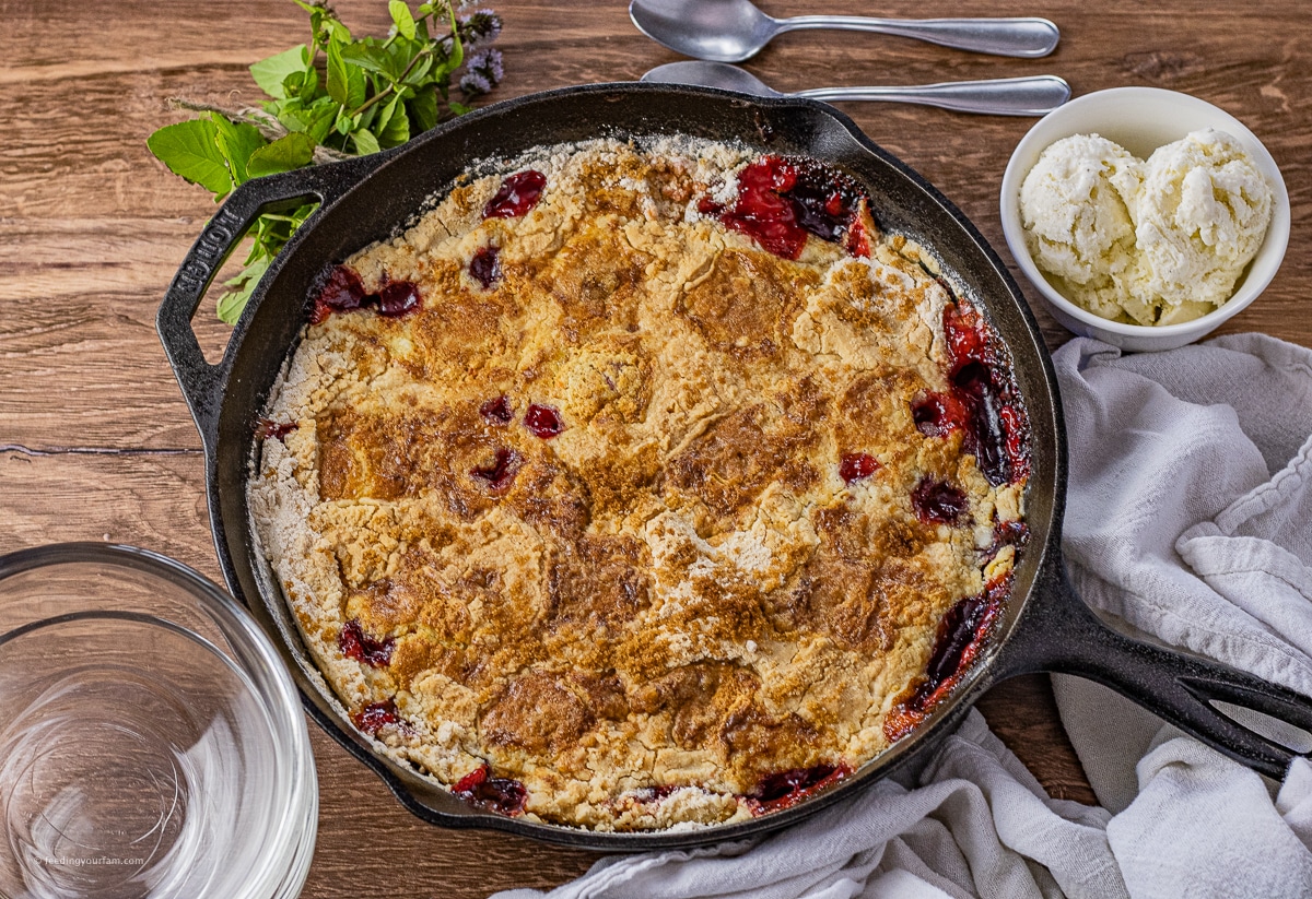 Cast Iron Cherry Pineapple Dump Cake - Feeding Your Fam