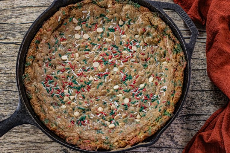 Cast Iron Skillet Christmas Sprinkle Cookie- A Festive Treat - Feeding ...