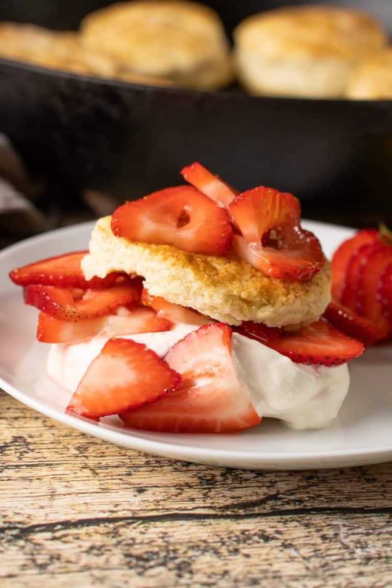 Homemade Strawberry Shortcake Biscuits- In A Cast Iron Skillet ...