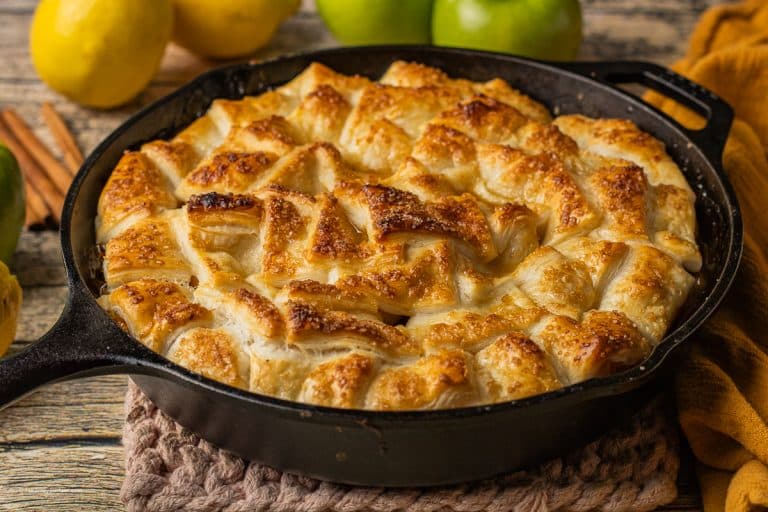 Puff Pastry Apple Pie Baked in a Cast Iron Skillet - Feeding Your Fam